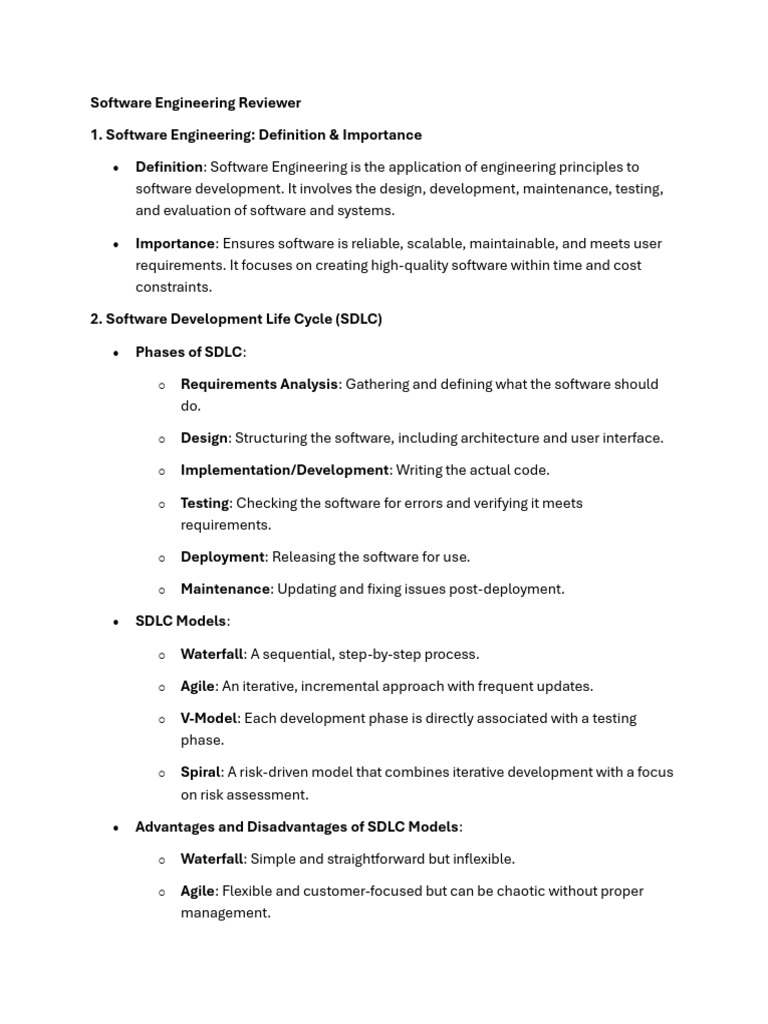 Software Engineering Reviewer | PDF | Software Development Process ... Software Engineering Reviewer | PDF | Software Development Process ...