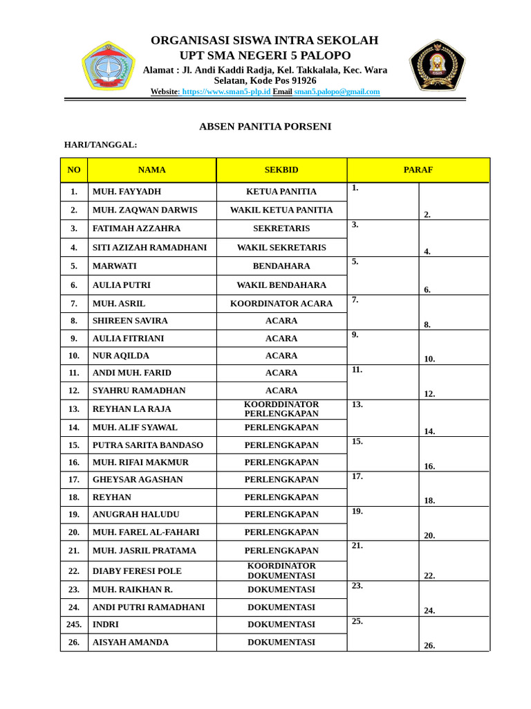 ABSEN PANITIA PORSEN 2024 | PDF