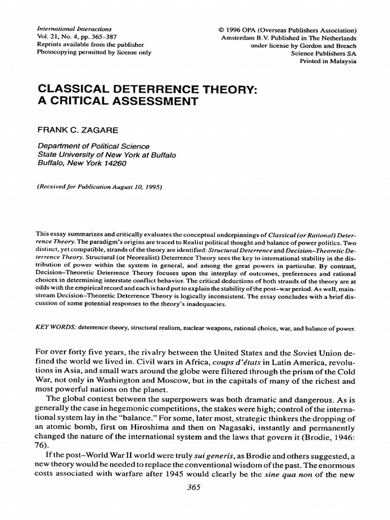 Classical Deterrence Theory | PDF