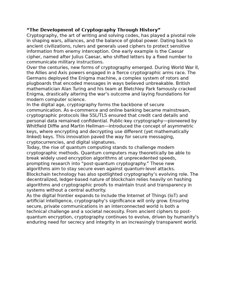 The Development of Cryptography Through History | PDF