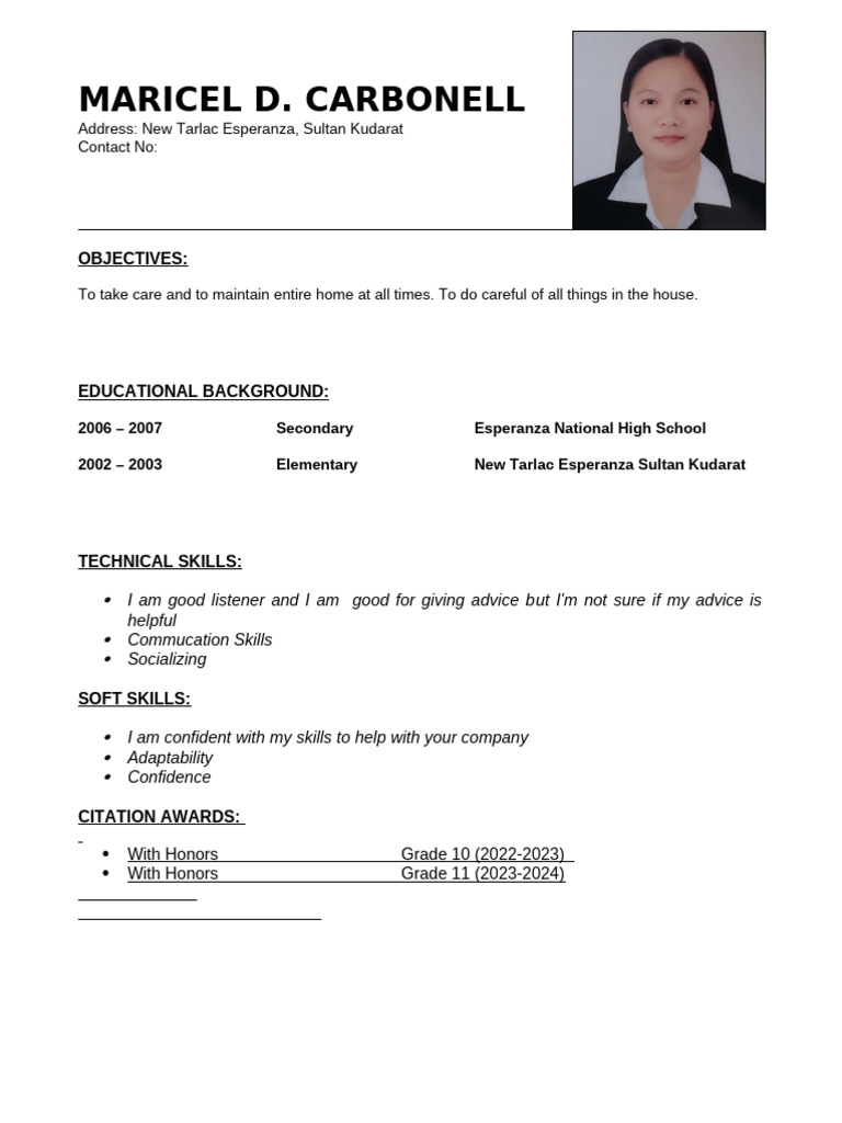 Resume Template Sy 24 25 | PDF