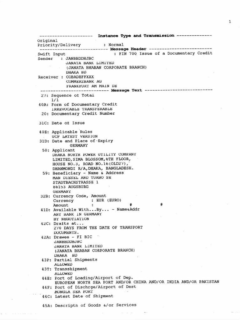 JBL LC To MAN - Primary Draft Format | PDF