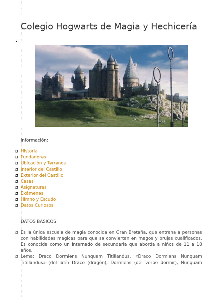 Hogwarts | PDF | Fantasía | Mitografía