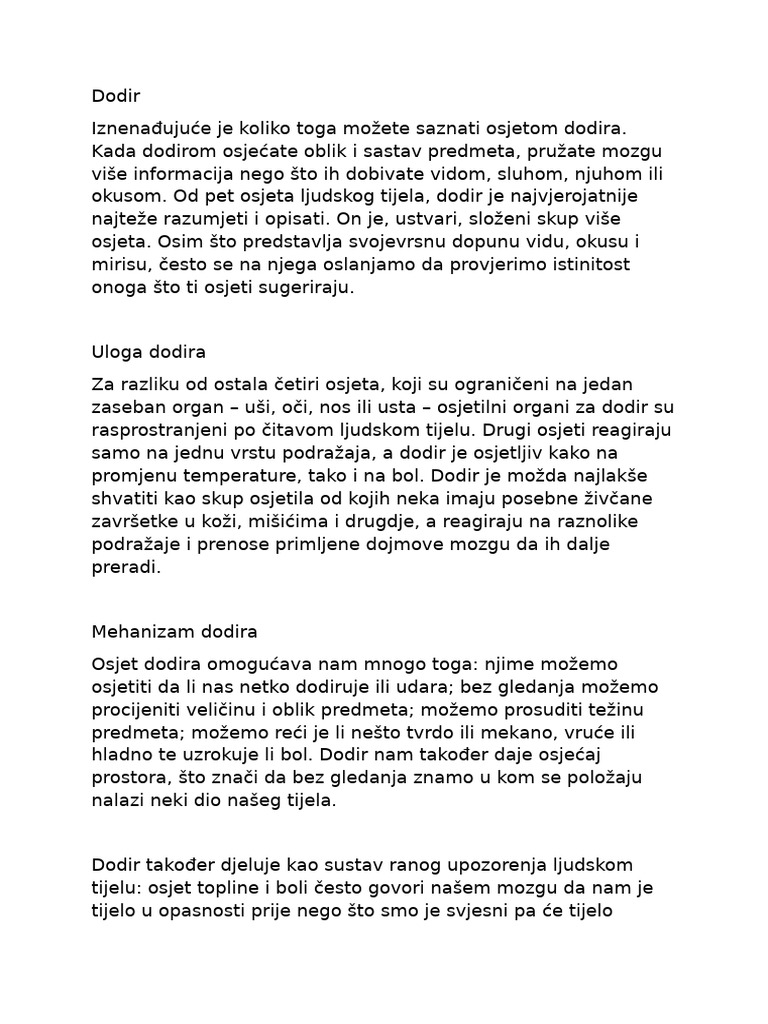 Osjet Dodira | PDF