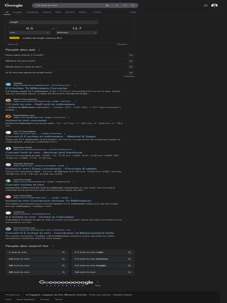 0.5 Inch To MM - Google Search | PDF | Inch | Length