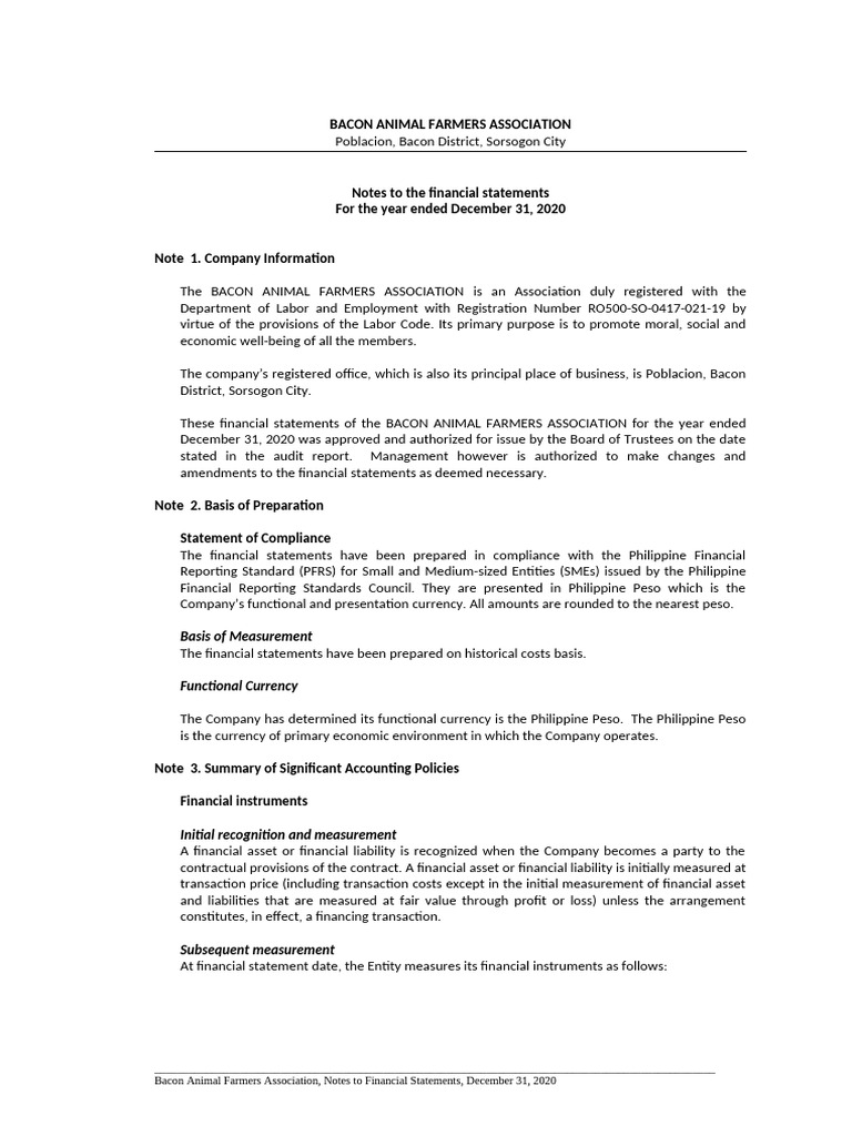 Notes&fs For Smes-2020 BAFA | PDF | Deferred Tax | Expense