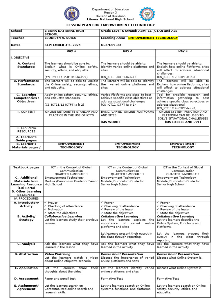 ETECT DLP WEEK-5 | PDF | Educational Technology | Learning