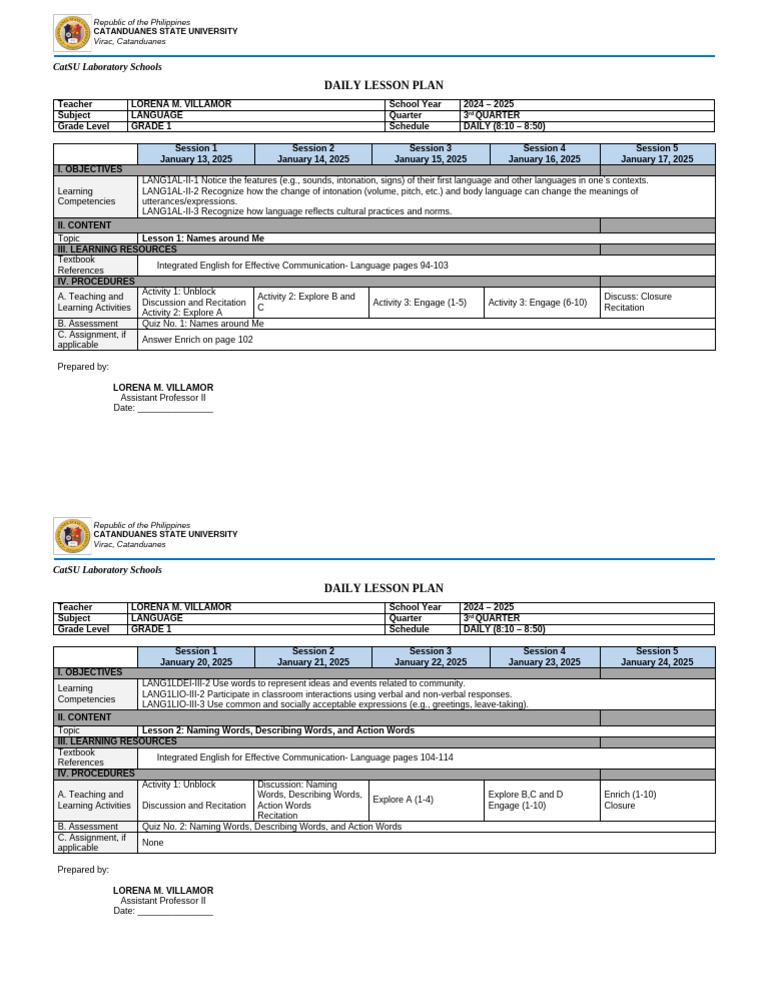 Lesson Plan Language3rd Pdf Lesson Plan Learning 7727