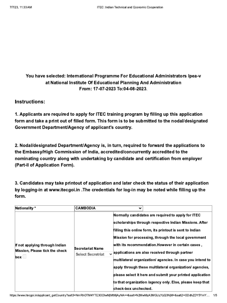 ITEC _Indian Technical and Economic Cooperation | PDF