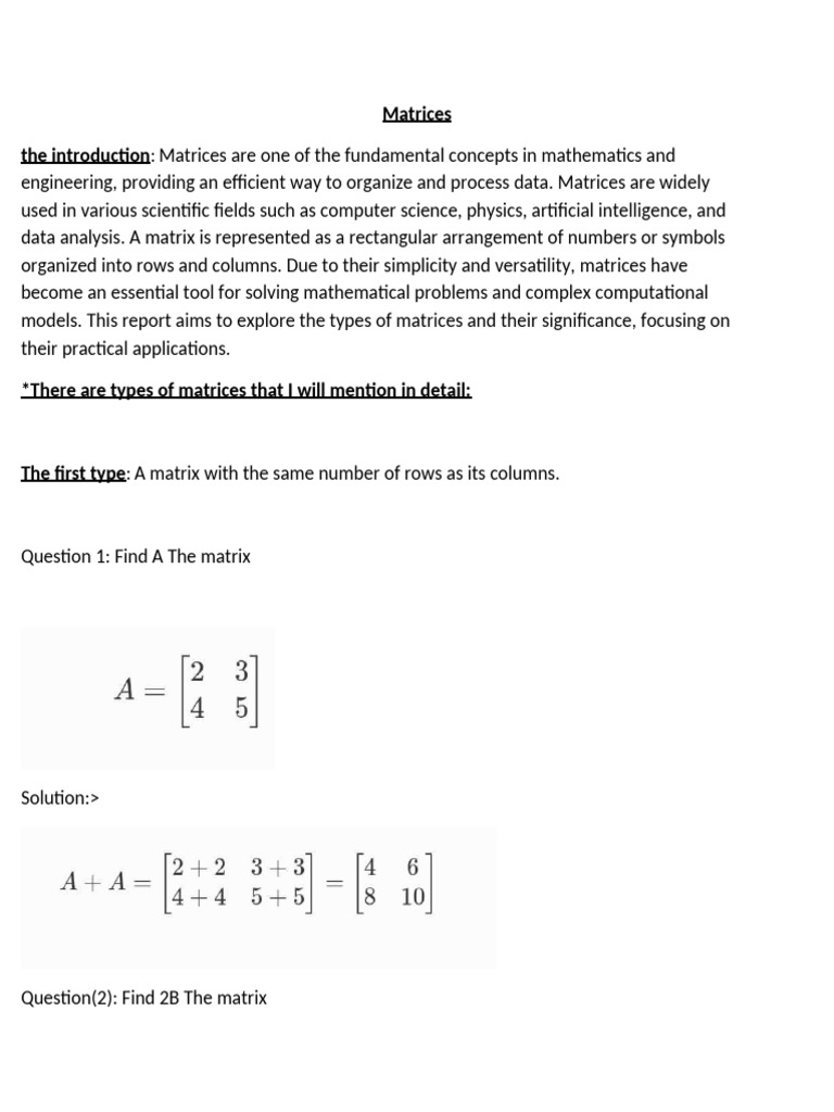 Matrices | PDF