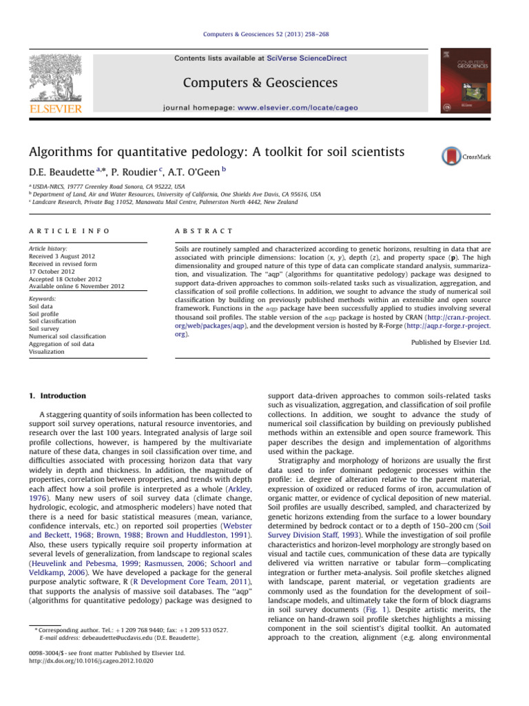 AQP Package Algorithms For Quantitative Pedology A Toolkit For Soil Scientists | PDF | Soil ...