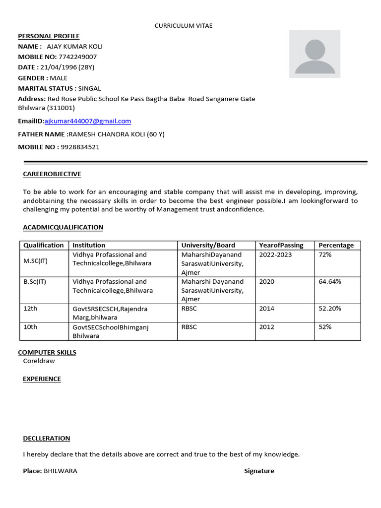 Ajay Kumar Koli's CV 2023 | PDF
