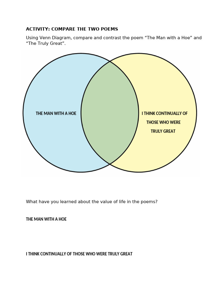 Activity Compare the Two Poems | PDF