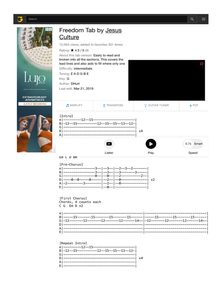 FREEDOM TAB by Jesus Culture @ | PDF | Song Structure | Popular Music