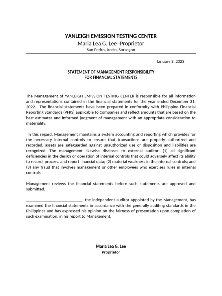 Dec 2022 - STMNT of MGT Resp | PDF