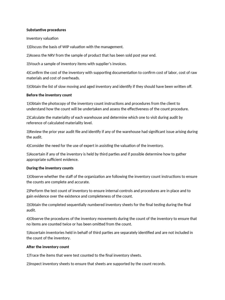 Substantive Procedures | PDF