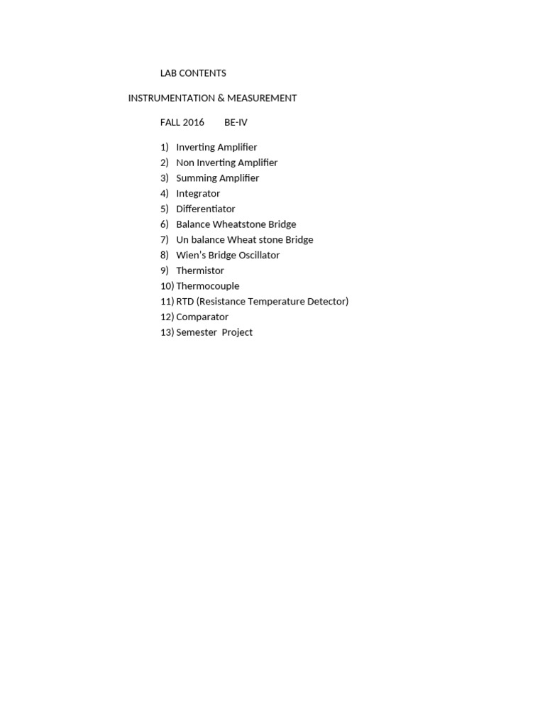 Lab Contents I & M Fall 2016 | PDF