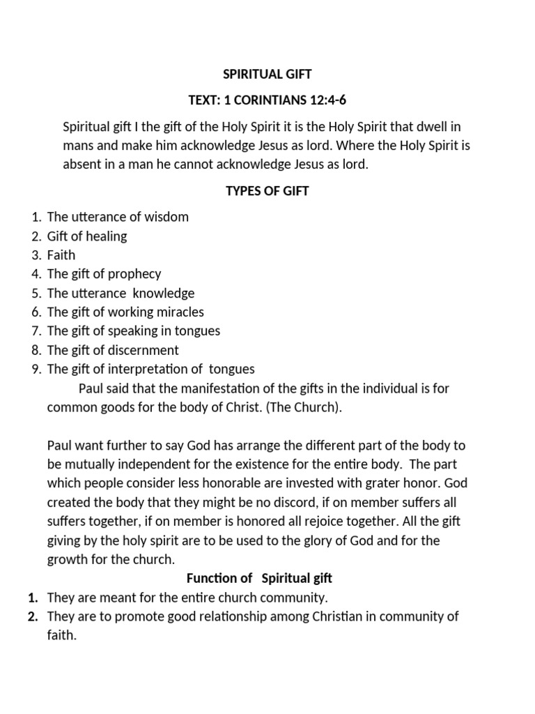 SPIRITUAL GIFT | PDF | Spiritual Gift | God In Christianity