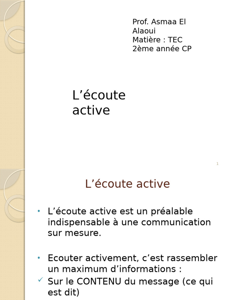 Lã©coute Active | PDF | Accent tonique