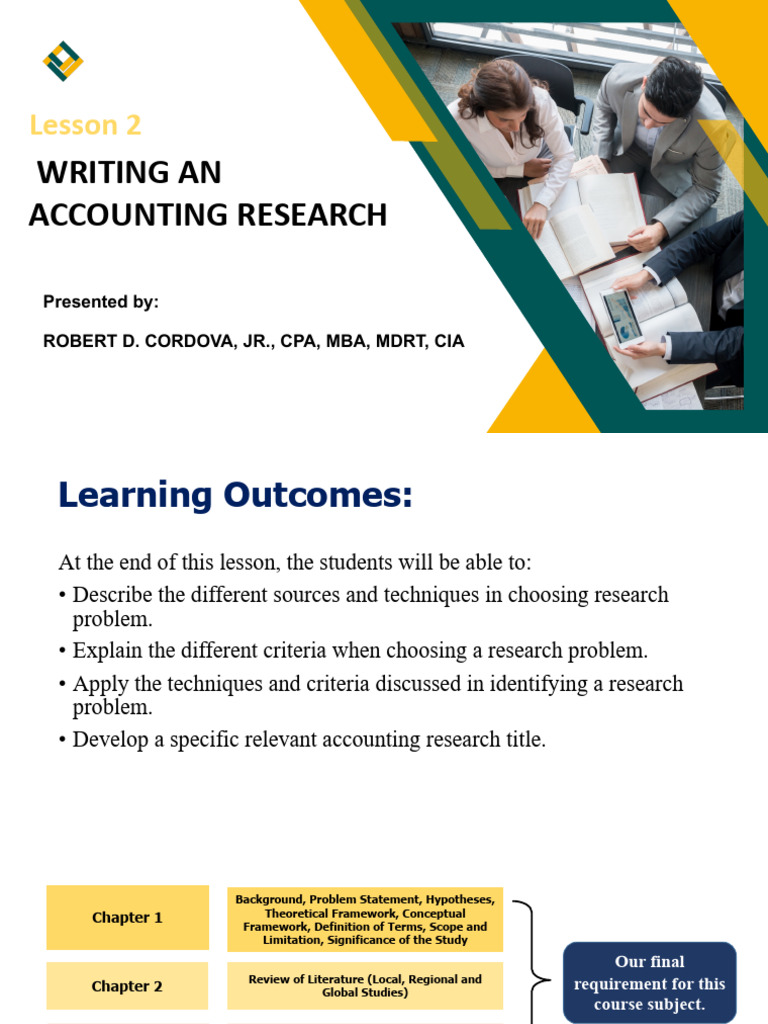Lesson 2 Writing An Accounting Research 1 | PDF | Methodology | Noun