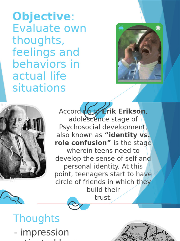 Lesson 3 Thoughts Feelings and Behaviors in Actual Life Situations ...