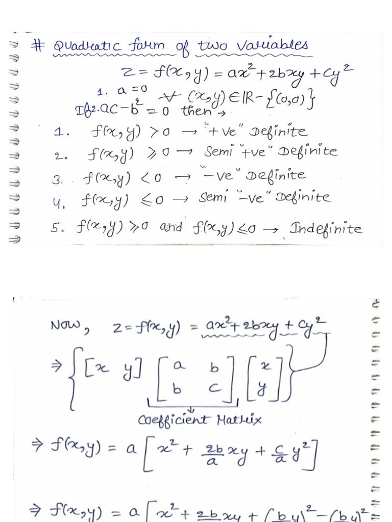 Definiteness + Hessian Matrix | PDF
