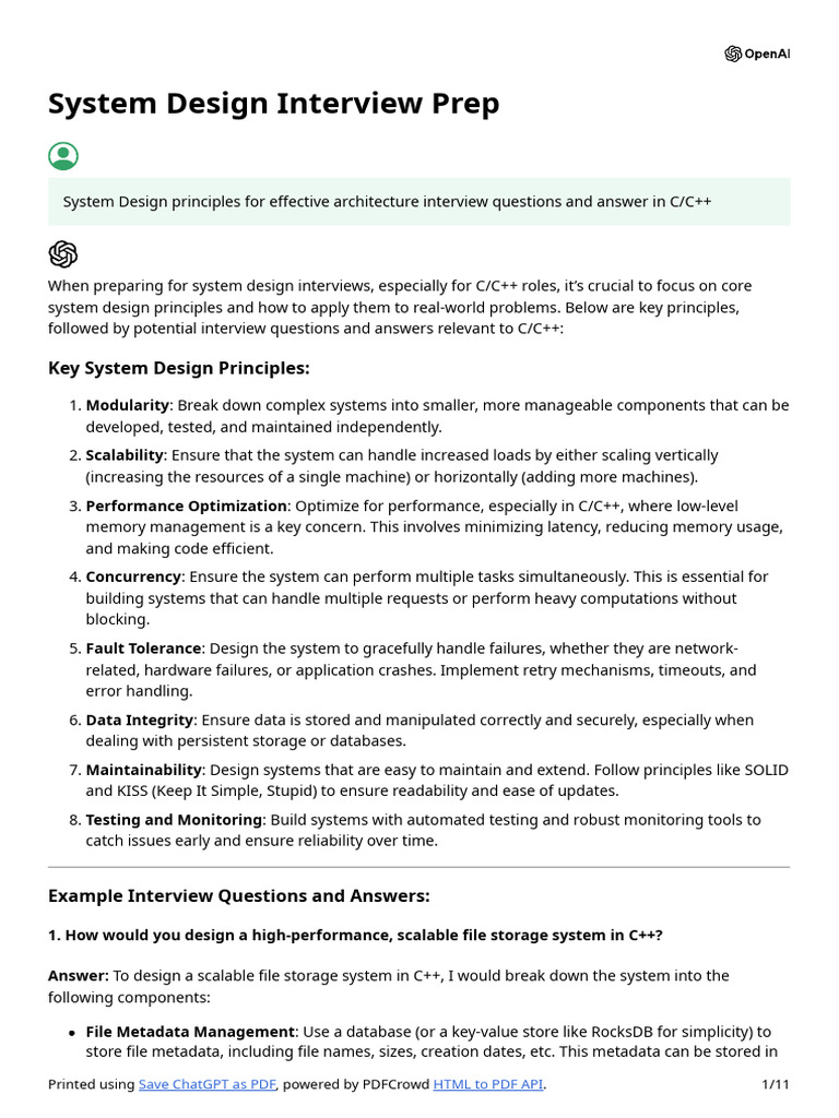System Design Interview Prep | PDF | Databases | Thread (Computing)