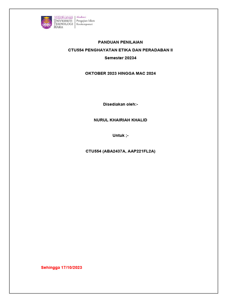 CTU554 PANDUAN PENILAIAN 20234I | PDF