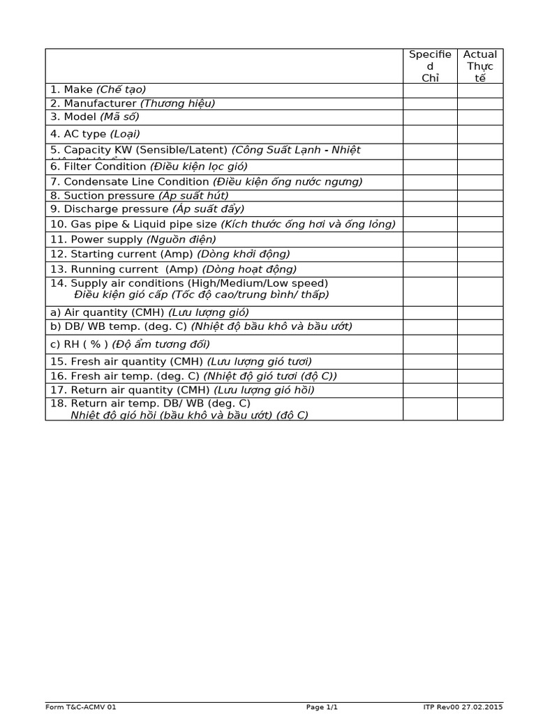 T&C-ACMV 01 - A.C System | PDF