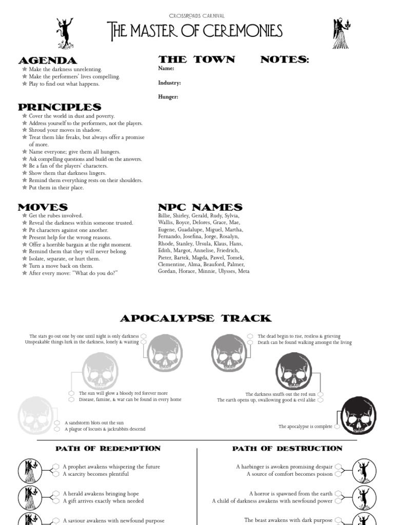Crossroads Carnival - Master Of Ceremonies Sheets (Updated) | PDF