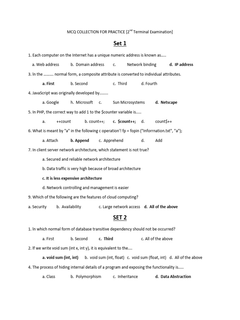 MCQ-COLLECTION-FOR-PRACTICE_KHWOPA | PDF | C (Programming Language) | Php