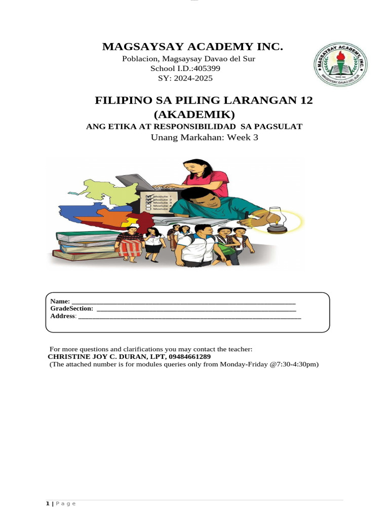 Kwarter 1_Modyul 3 Filipino 12 | PDF