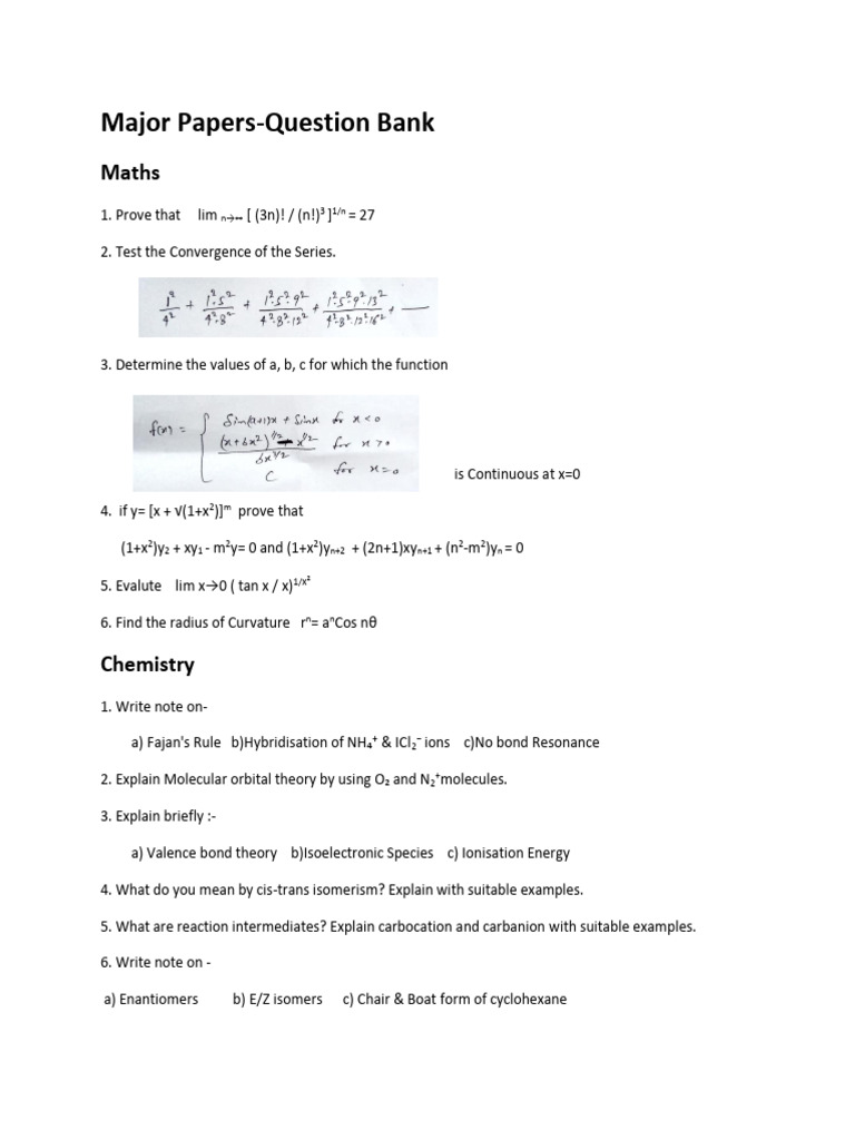 Maths Internal Question Bank | PDF