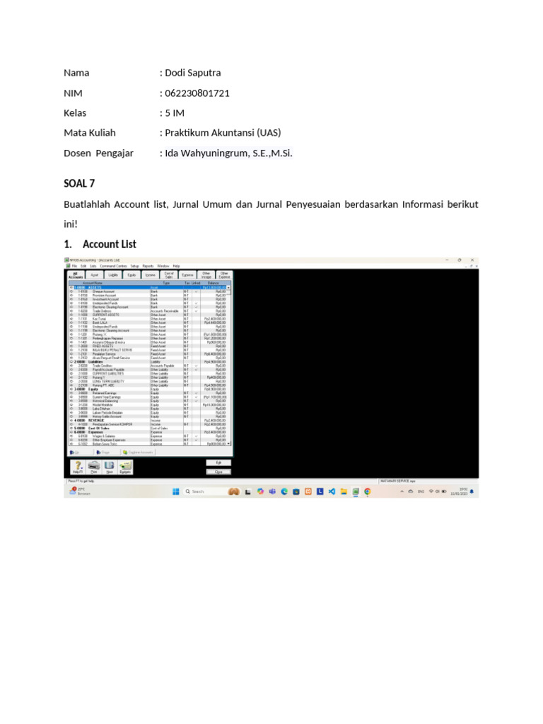 UAS Praktikum Akuntansi DD | PDF