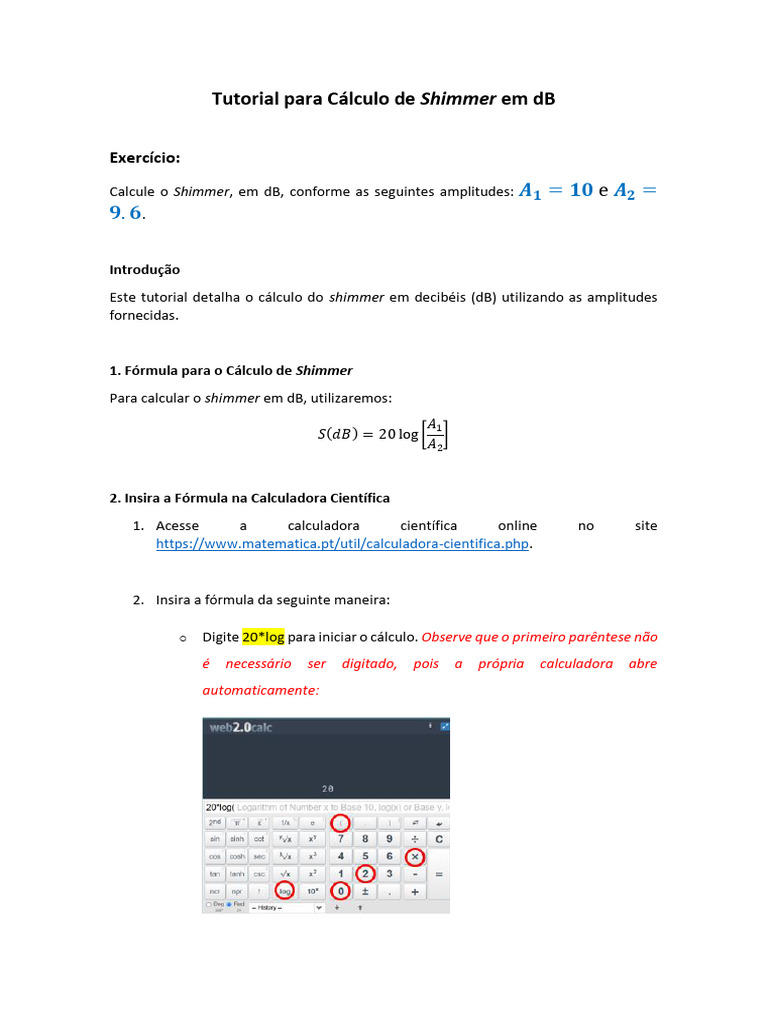 Tutorial para Cálculo de Shimmer em DB | PDF