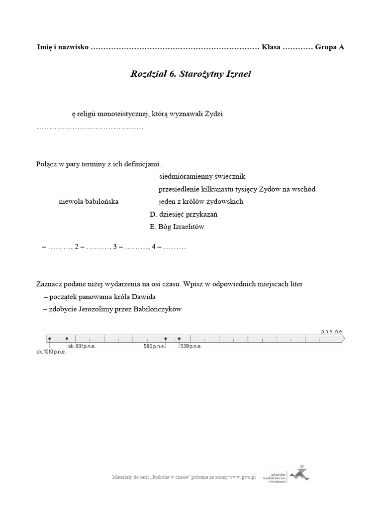 Historia KL 5 - Lekcja 6-Starożytny Izrael | PDF
