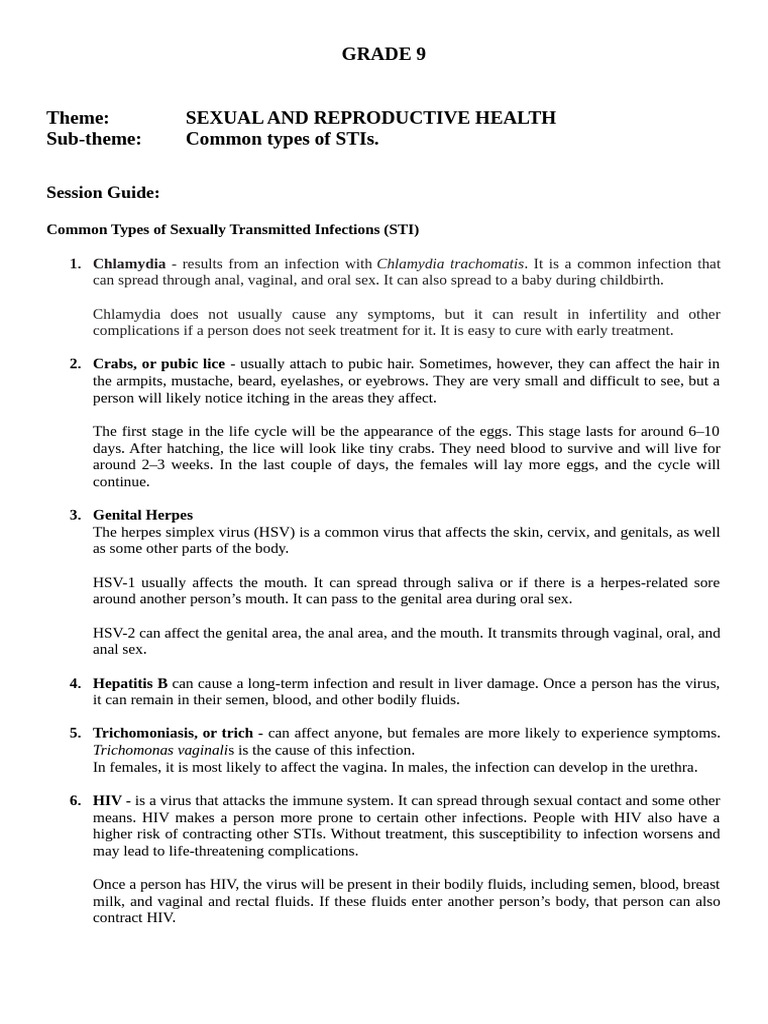 CATCH UP - Common Types of STIs | PDF | Sexually Transmitted Infection ...