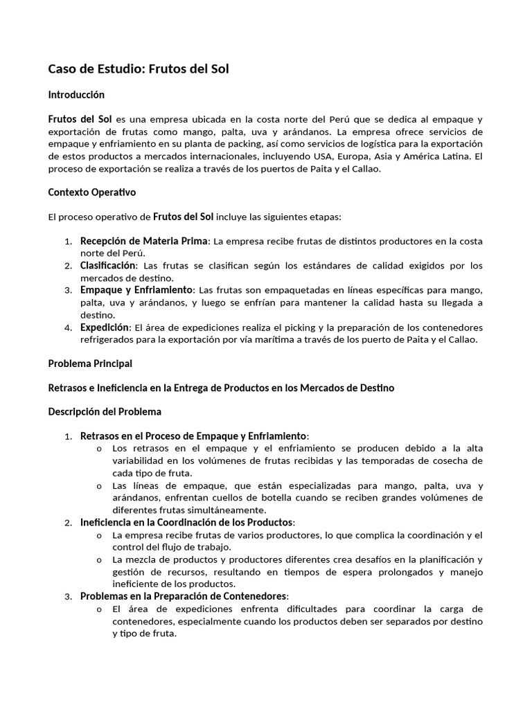 Optimización Logística en Frutos del Sol | PDF | Logística | Economias