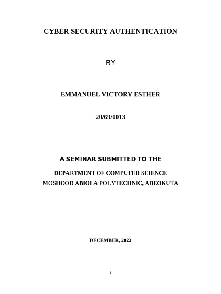 Cybersecurity Authentication Overview | PDF