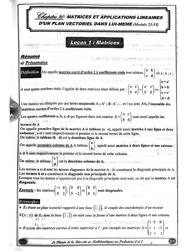 Cours Applications Linéaire Et Matrices PC | PDF