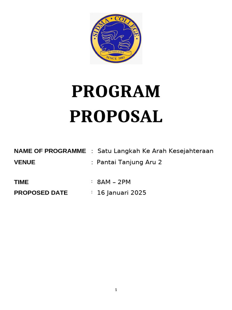Contoh Purposal Program | PDF | Organizational Behavior | Applied ...