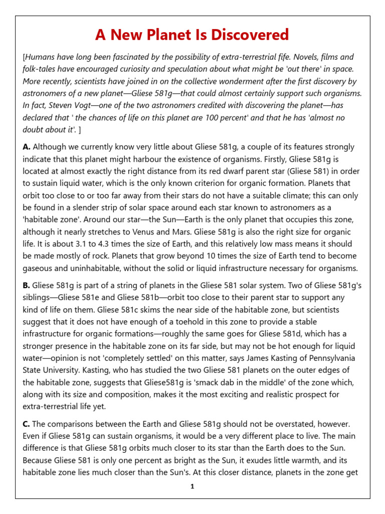 5.0 - Day 2 - Reading - A New Planet Is Discovered - Diagram Label ...