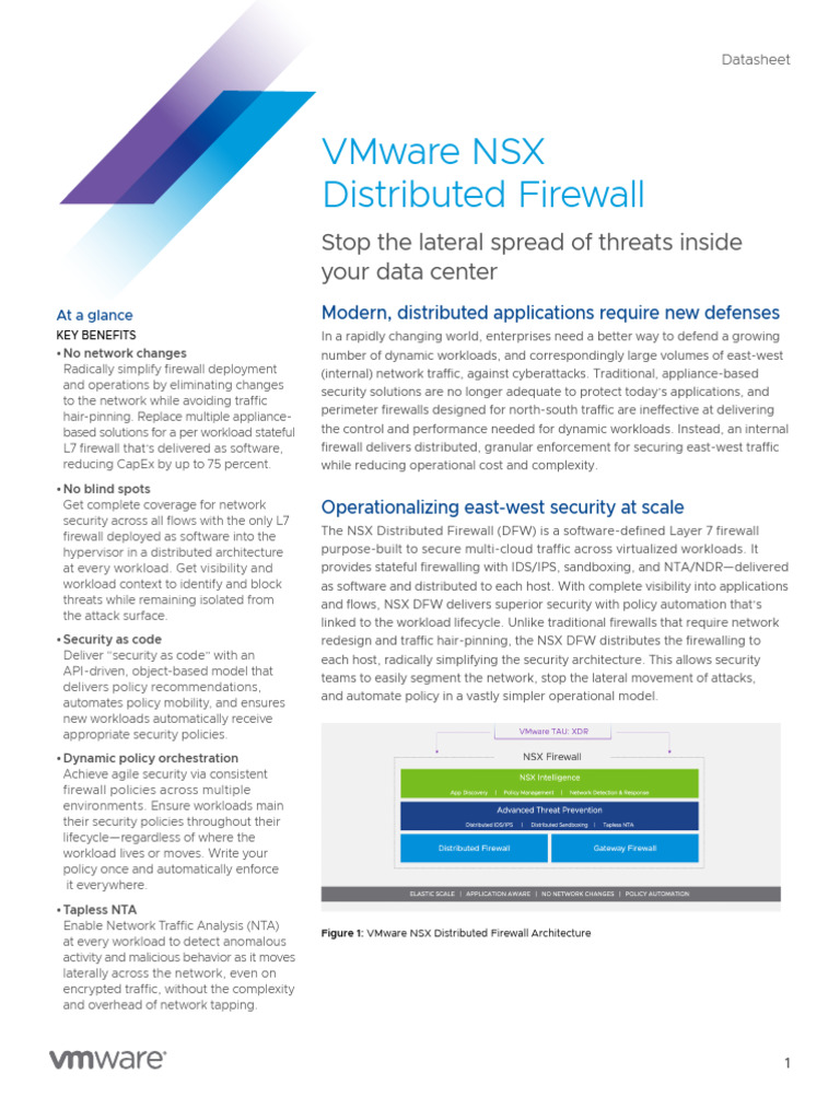 VMware NSX Distributed Firewall Data Sheet EN | PDF | Firewall (Computing) | Security
