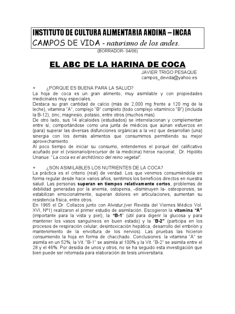 ABC Harina de Coca | PDF | Cocaína | Alimentos