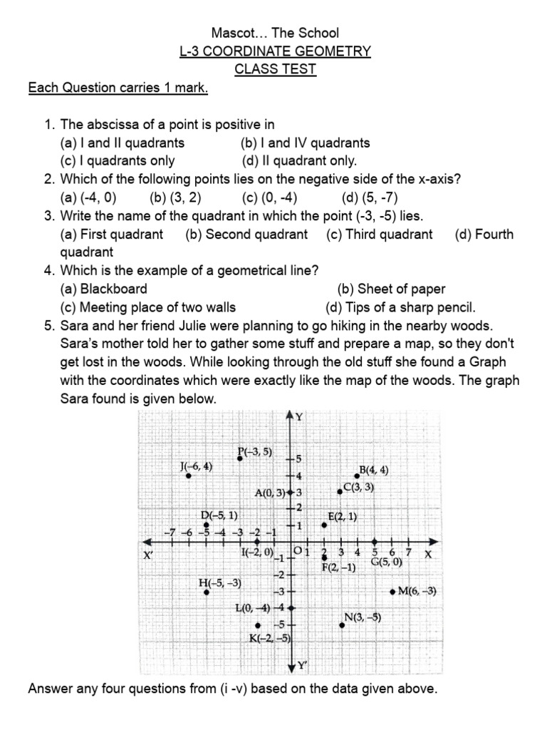 Class Test Coordinate Geometry | PDF