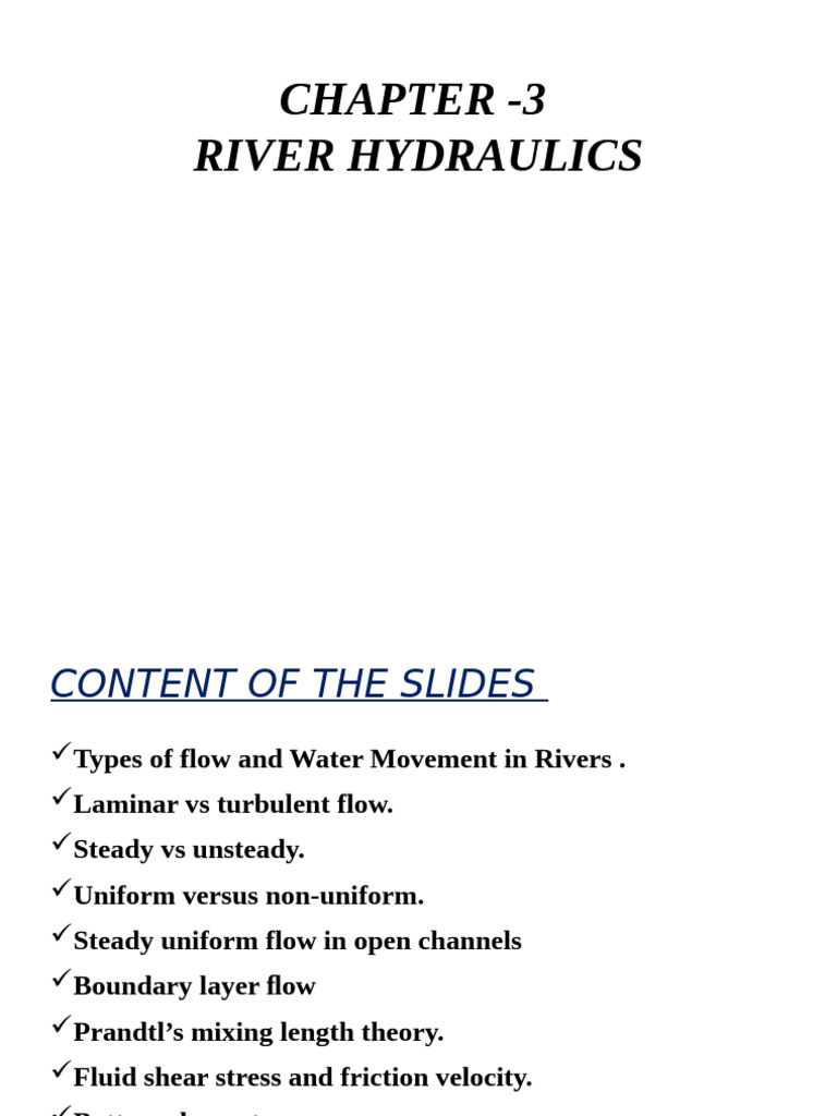 River Hydraulics: Flow Types & Dynamics | PDF | Fluid Dynamics | Turbulence
