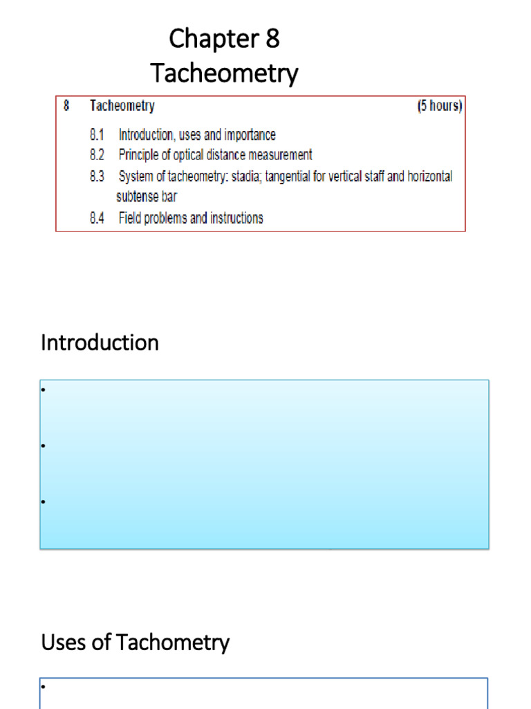 chapter 8_ tacheometry | PDF | Surveying | Metrology