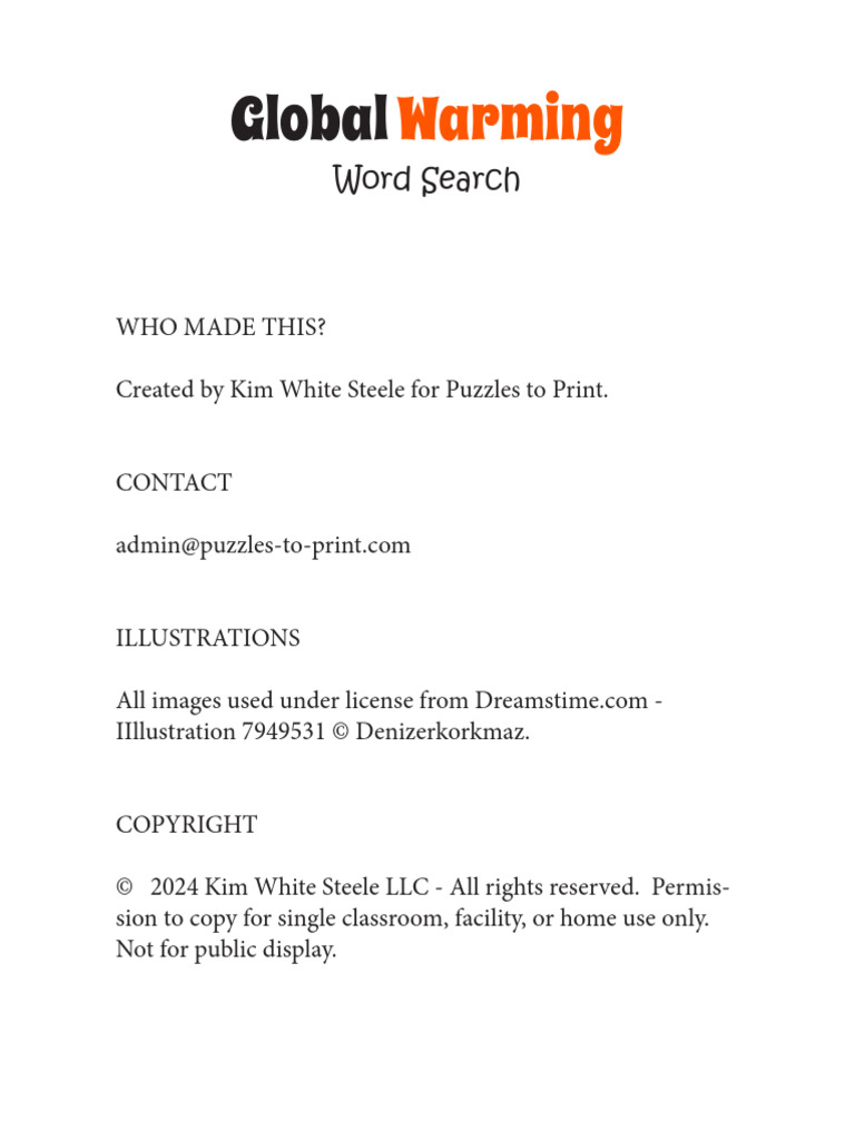 Global Warming Word Search | PDF | Word Search | Word Puzzles