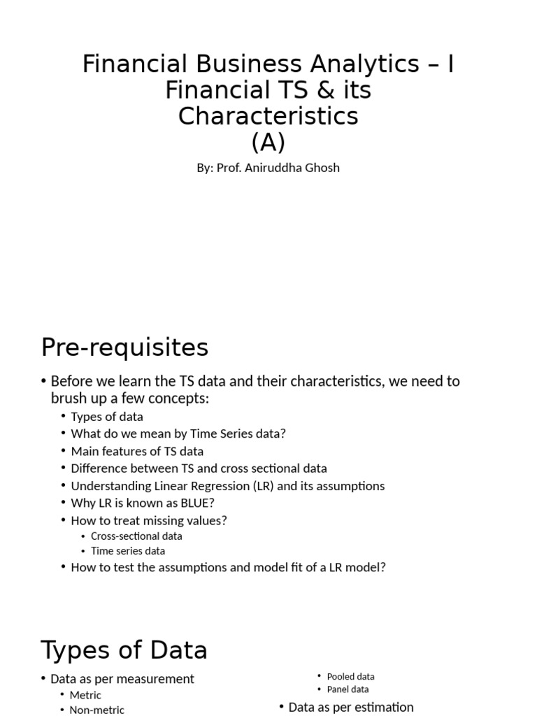 FBA-2.Financial TS - Its Characteristics | PDF | Errors And Residuals | Ordinary Least Squares