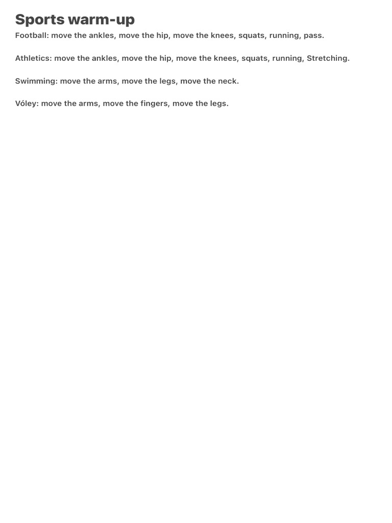 Essential Sports Warm-Up Exercises | PDF